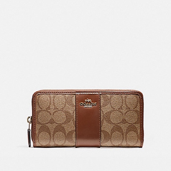 Coach | Bags | Coach Accordion Zip Wallet In Signature Coated Canvas ...